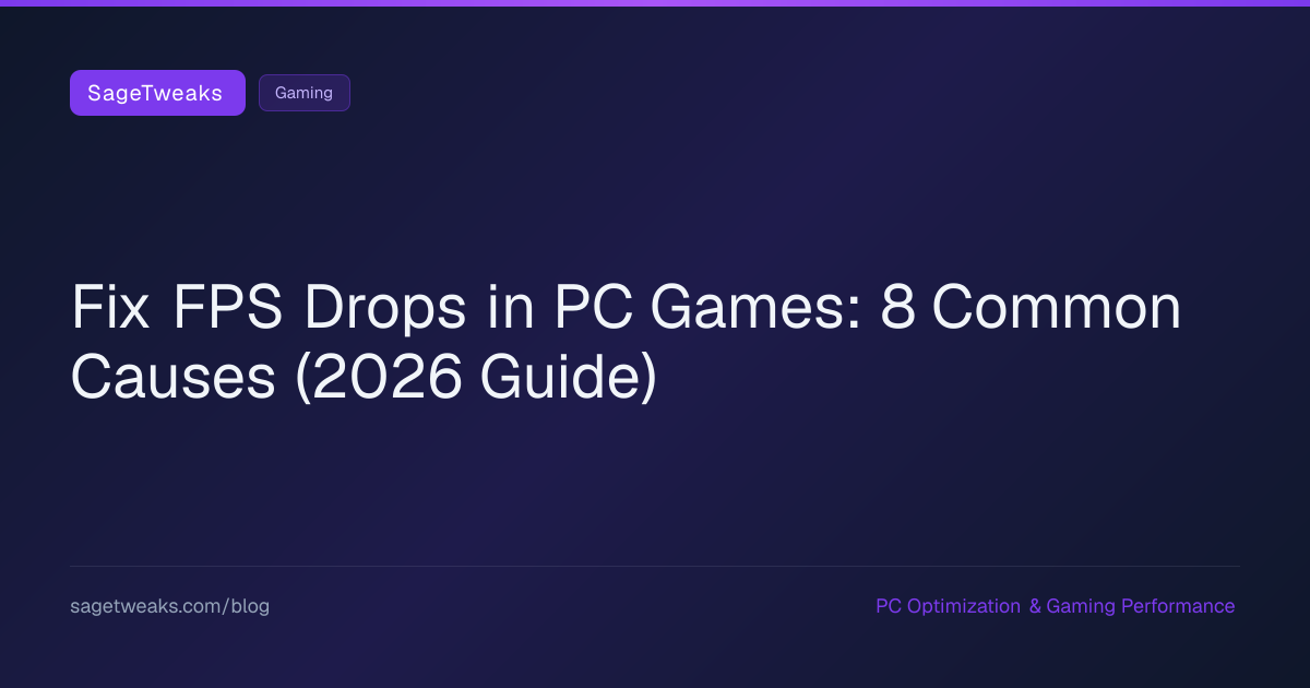 Fix FPS Drops in PC Games: 8 Common Causes (2026 Guide)